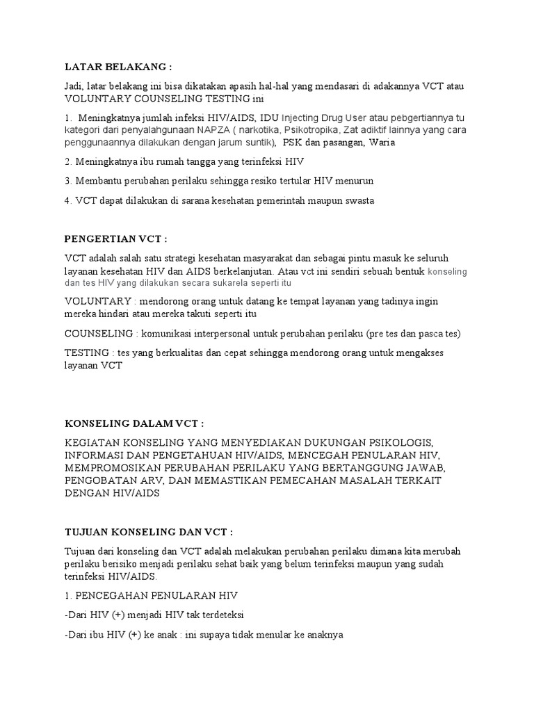 Pentingnya VCT untuk Pencegahan HIV | PDF