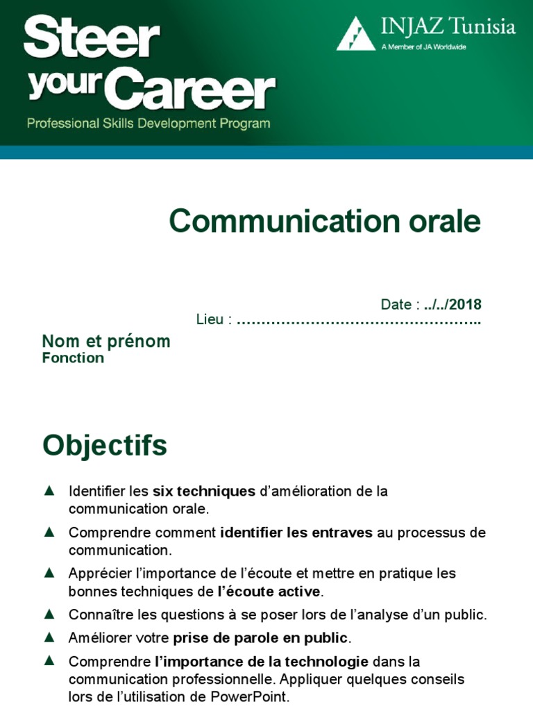 SYC - La Communication Orale | PDF | la communication | Communication ...