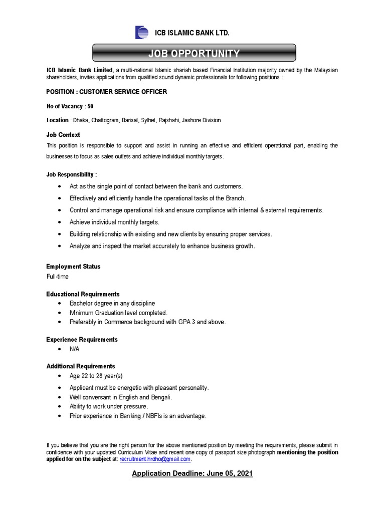 03 Cso - Job Circular For Website - May '21 | PDF