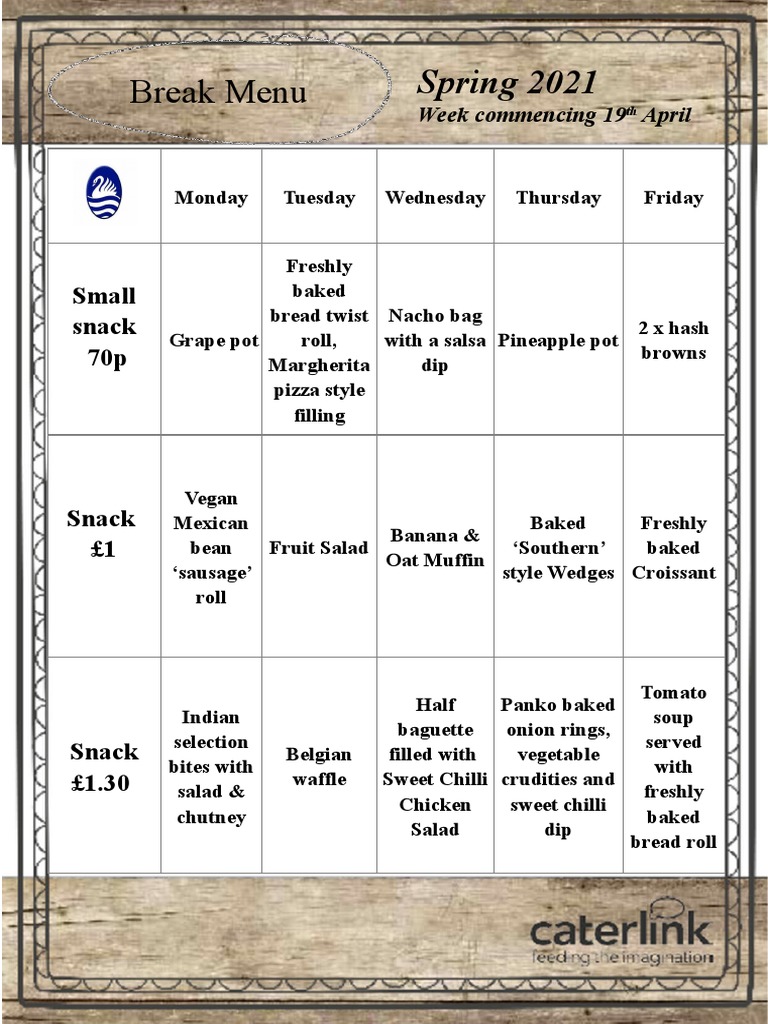 Spring 2021 Break Menu Options | PDF
