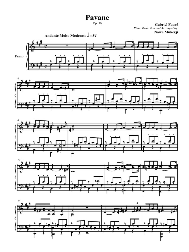 Fauré-Pavane For Piano | PDF
