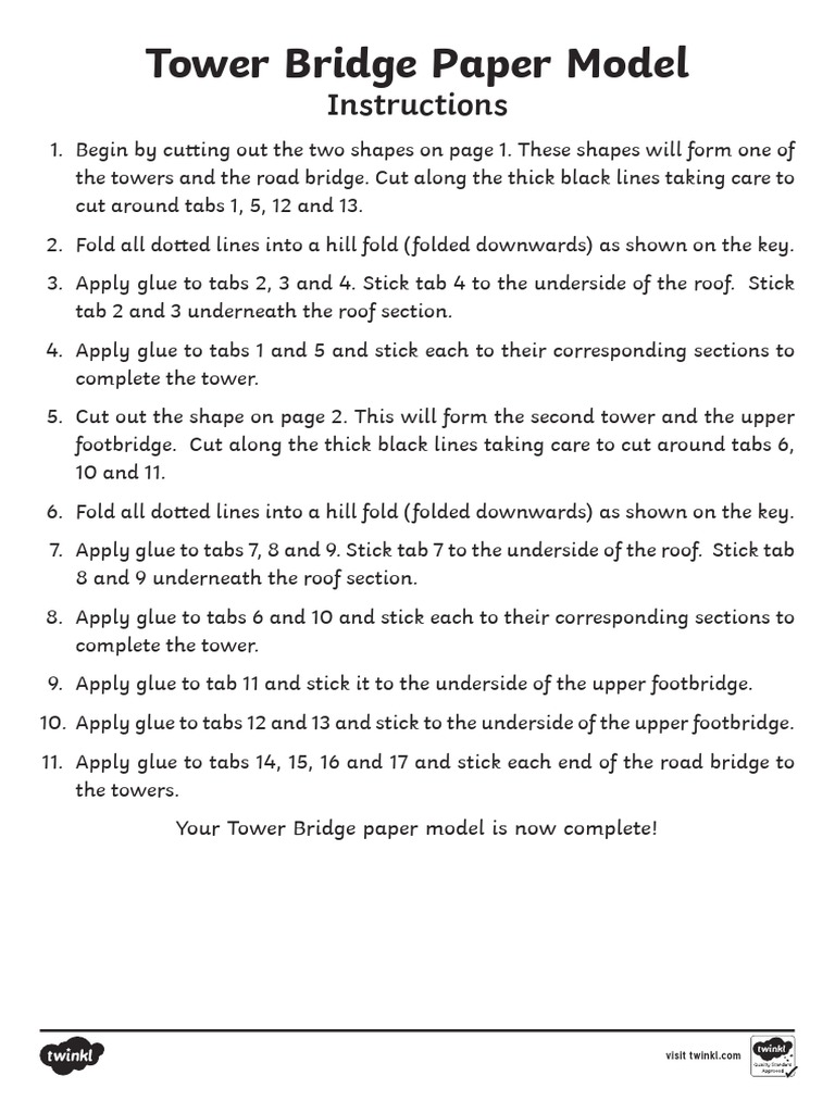 T T 17446 Tower Bridge Paper Model | PDF