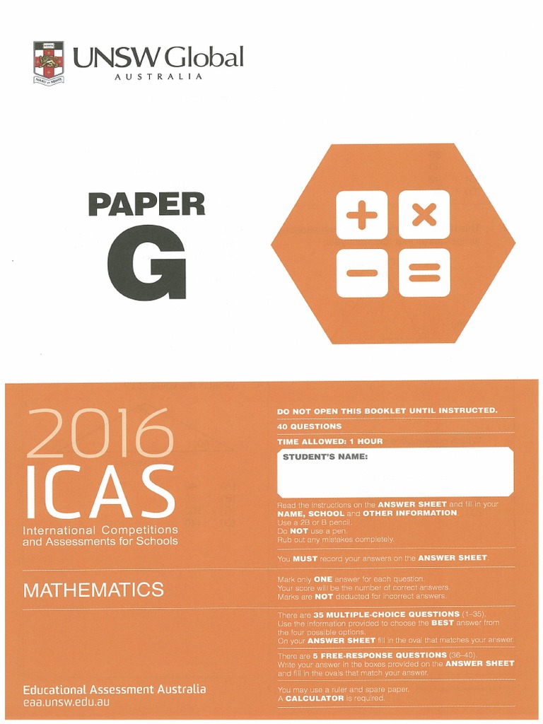 2016 ICAS Mathematics Paper G | PDF