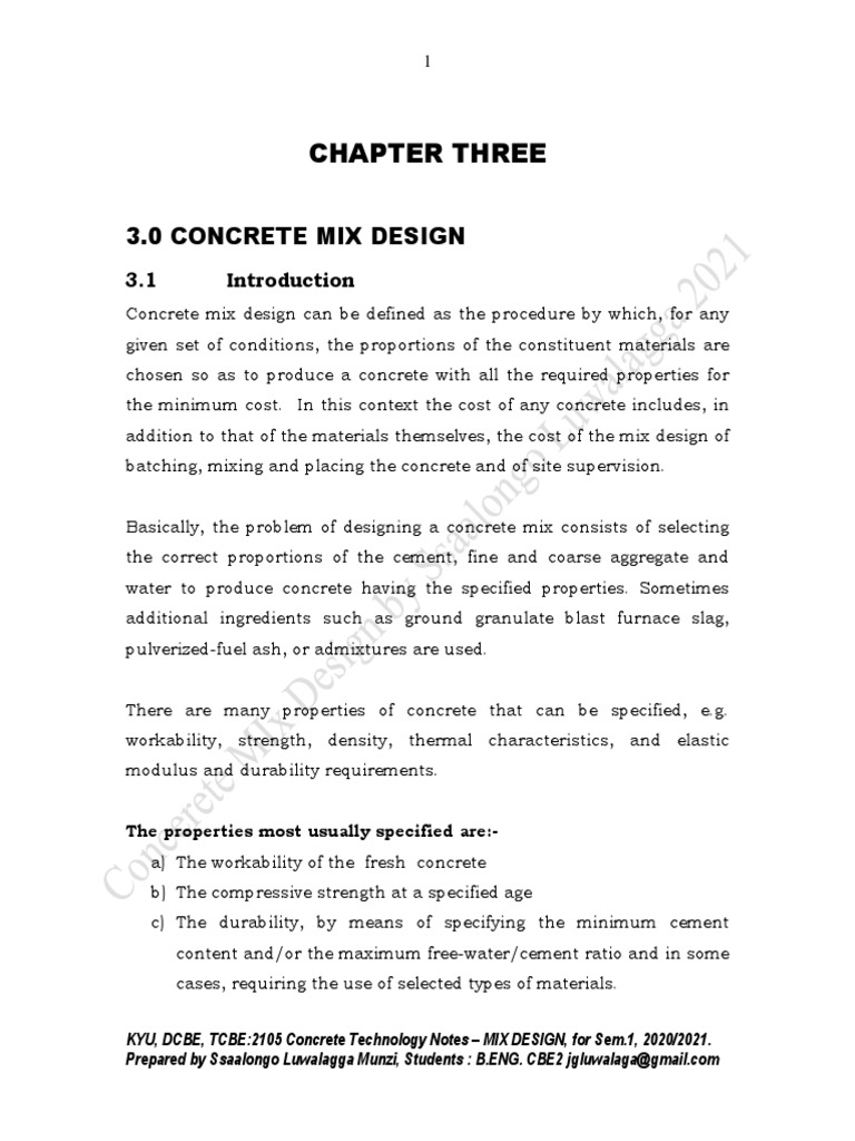 Concrete Mix Design Beng 2021 | PDF | Concrete | Construction Aggregate