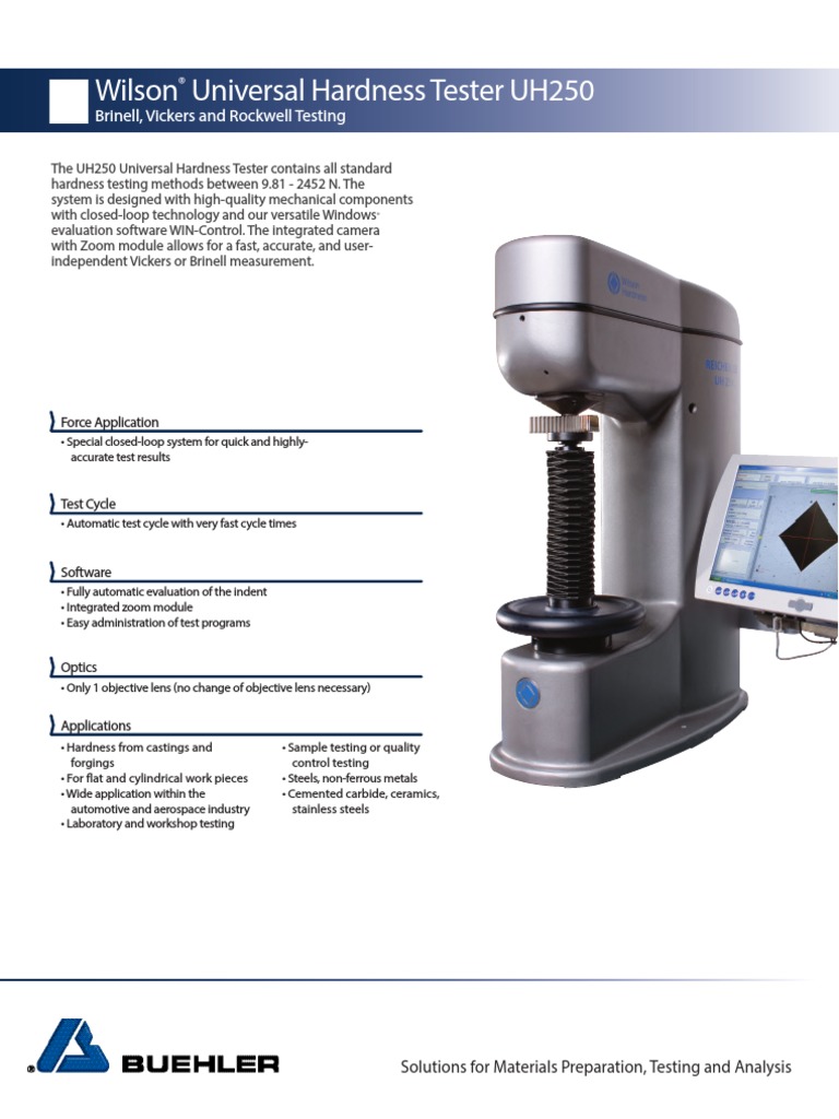 Wilson Universal Hardness Tester UH250: Brinell, Vickers and Rockwell ...