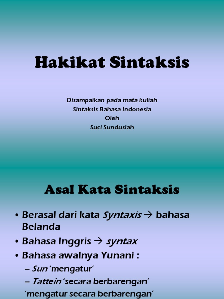 Hakikat Sintaksis | PDF