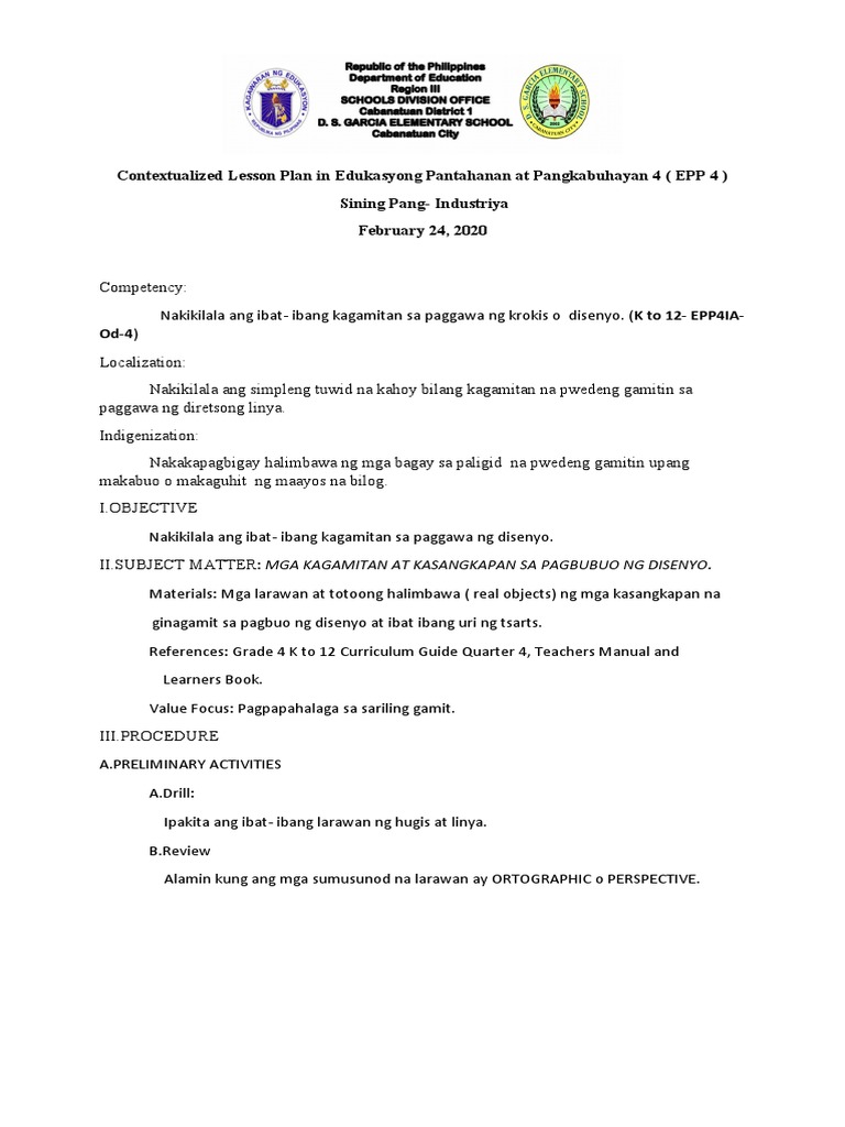 Contextualized Lesson Plan in EPP 4 | PDF