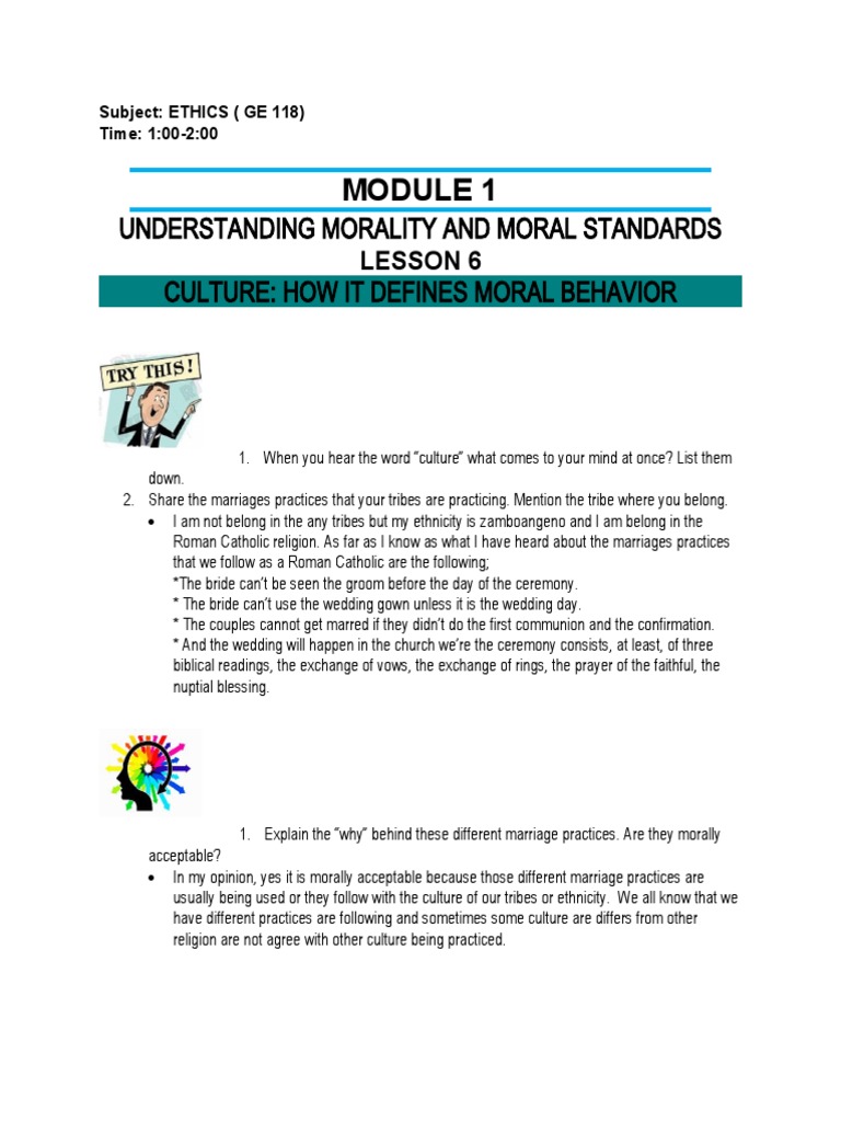 Module 1 Lesson 6 Classwork | PDF | Wedding | Marriage