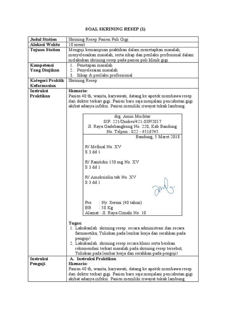 ALFI SOAL SKRINING RESEP STATION I CND | PDF