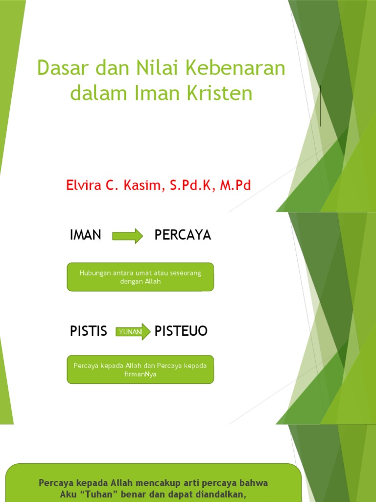 Dasar Iman Kristen dan Nilai Kebenaran | PDF | Filsafat