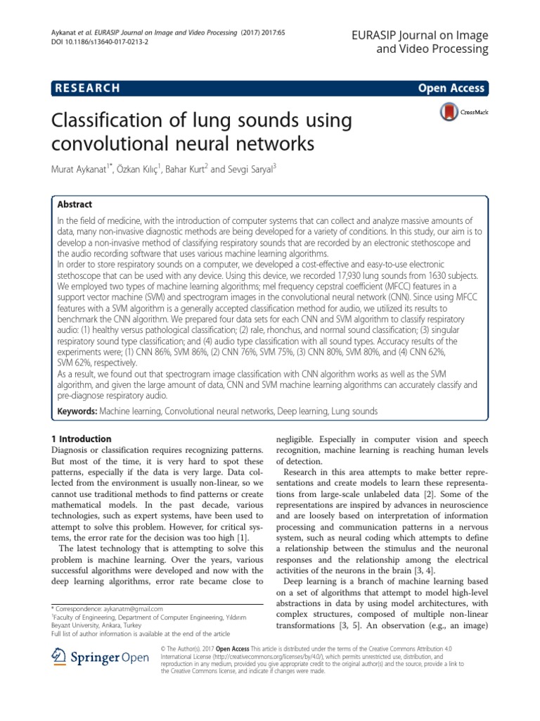 Classification of Lung Sounds Using CNN | PDF | Machine Learning | Deep ...