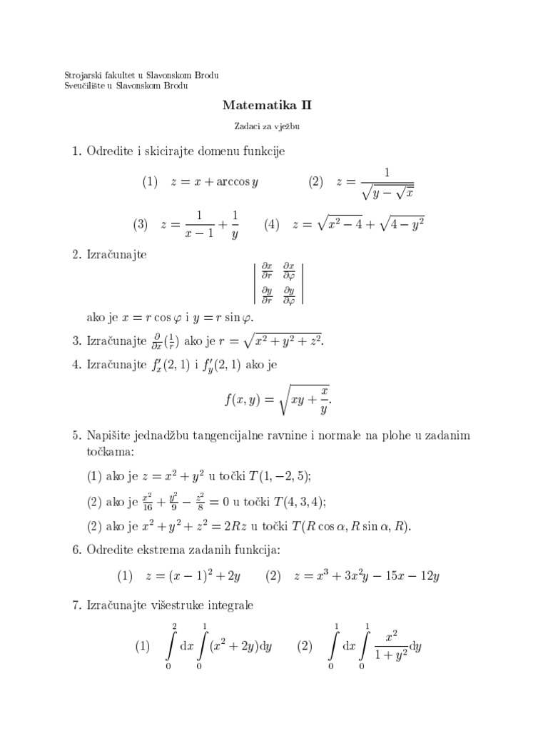 M2K3 Zadaci Za Vjezbu | PDF