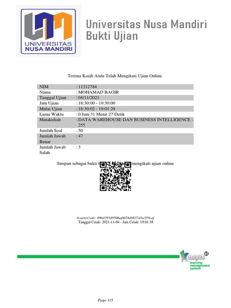 Bukti UTS Data Warehouse Dan Business Intellegence | PDF