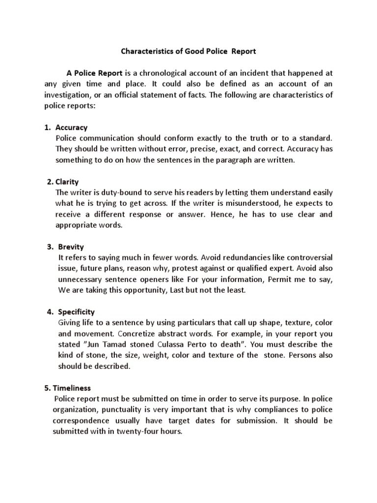Characteristics of Good Police Report | PDF | Prosecutor | Police
