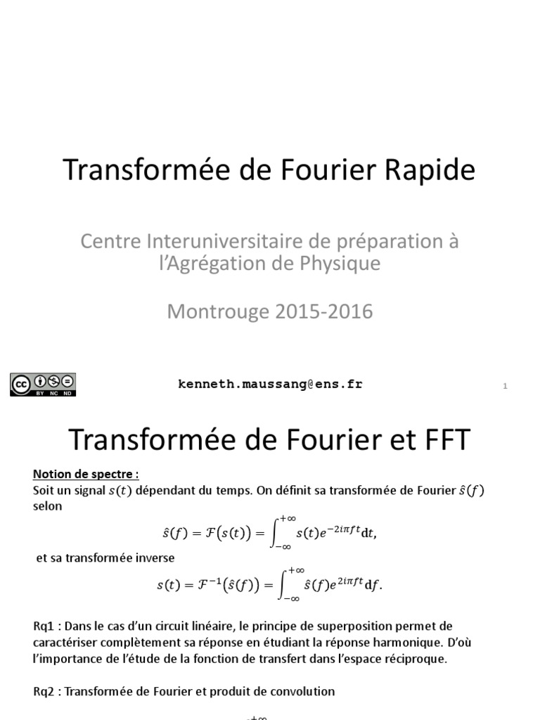 FFT CC | PDF | Échantillonnage (signal) | Transformation de Fourier rapide