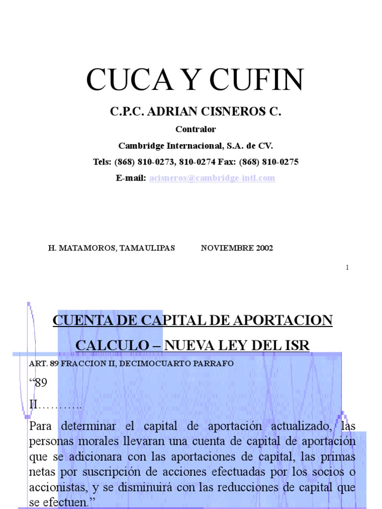 Cuca Cufin | PDF | Impuesto sobre la renta | Contabilidad