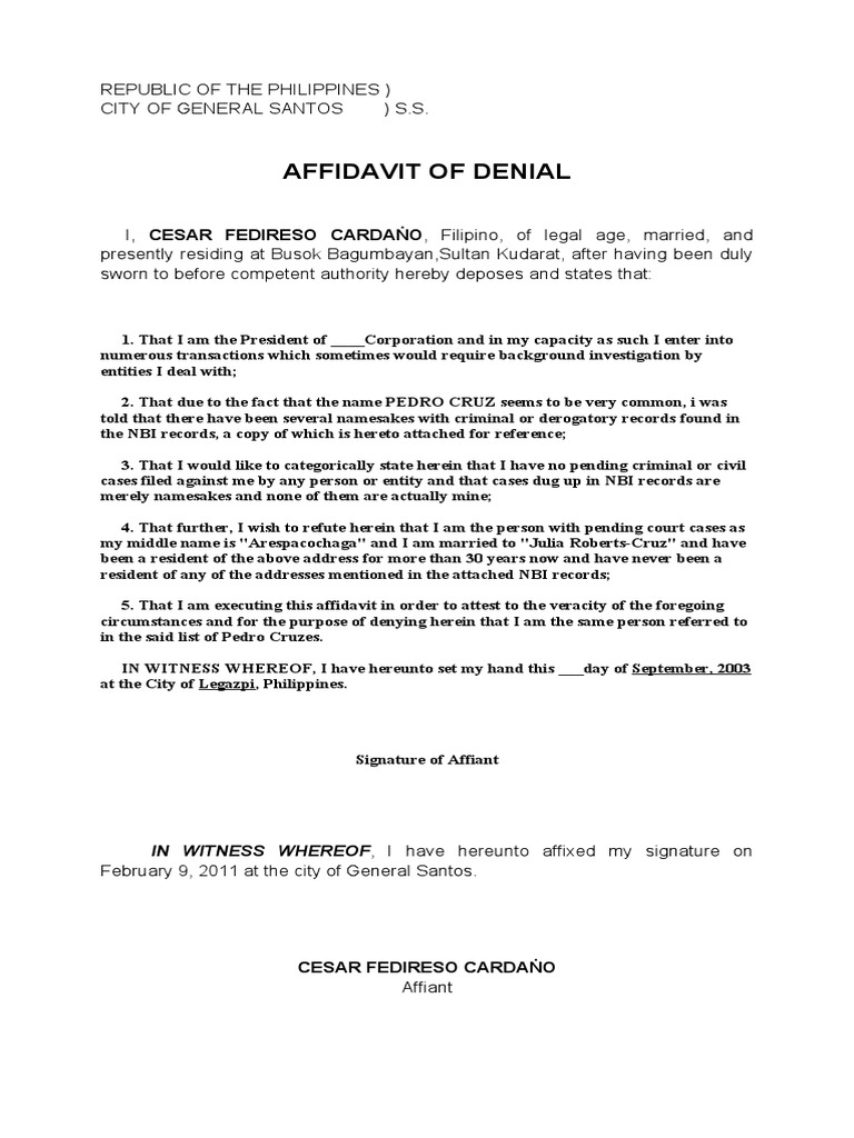 Affidavit of Explanation Clerical Errors | PDF