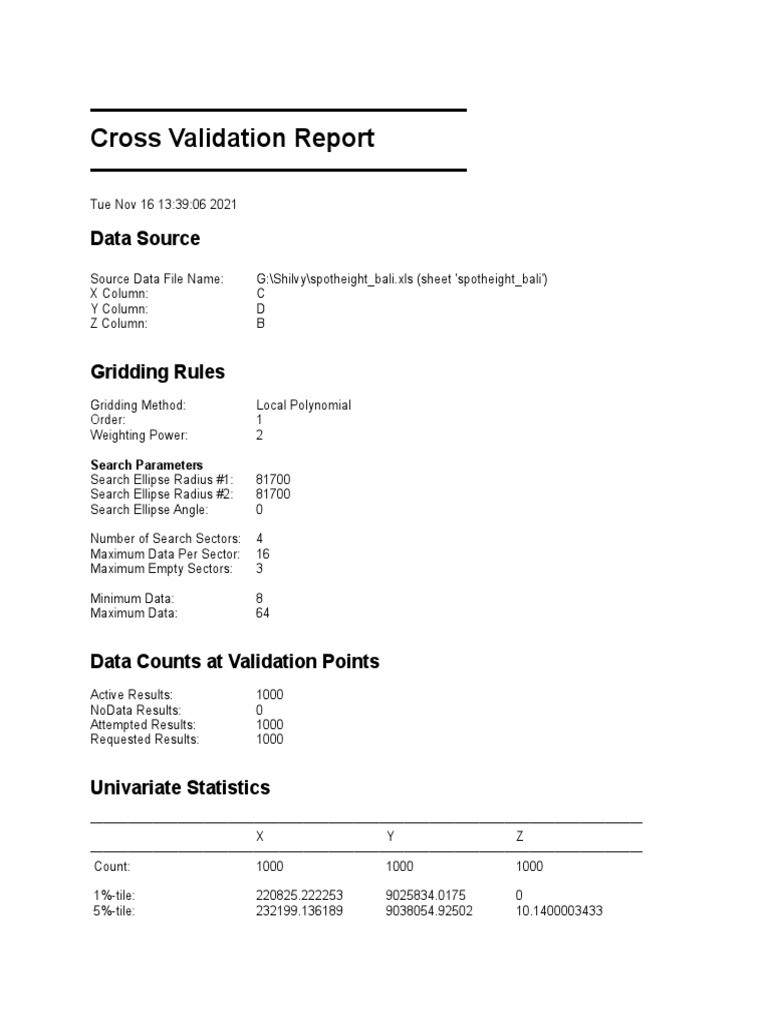 Cross Validation Report - : Data Source | PDF | Errors And Residuals | Mean