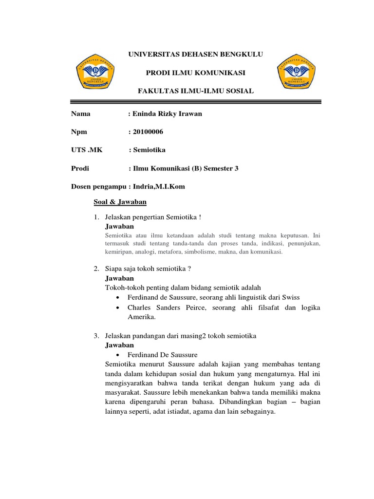 Uts Semiotika Eninda | PDF