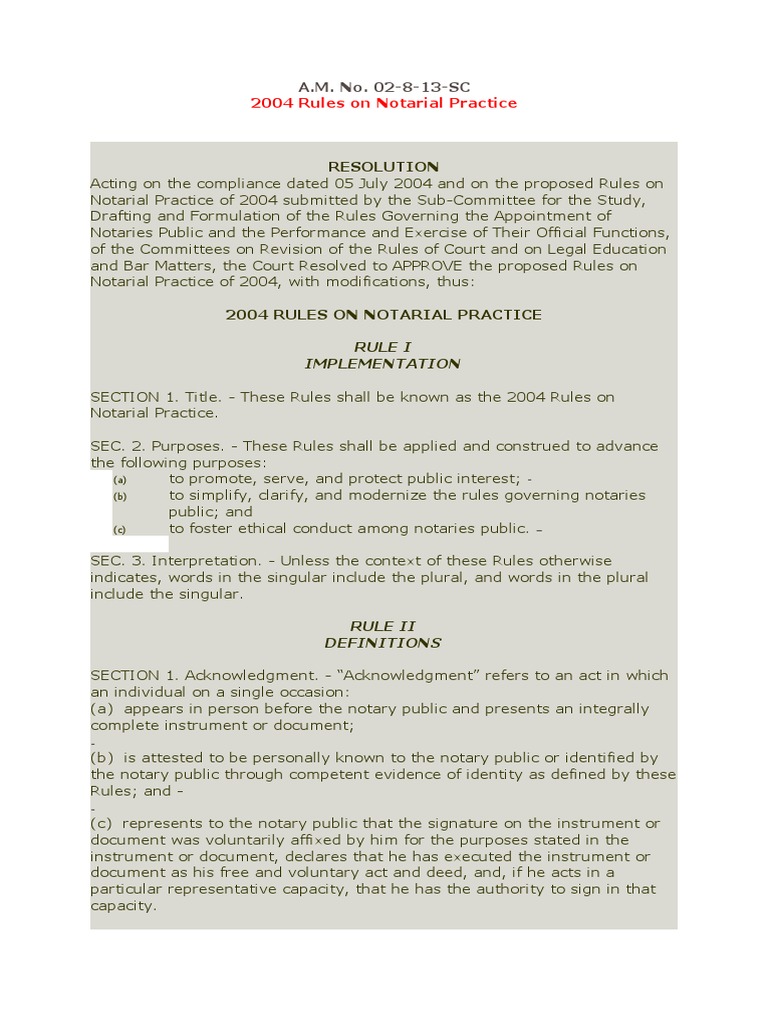 2004 Rules On Notarial Practice | PDF | Notary Public | Identity Document