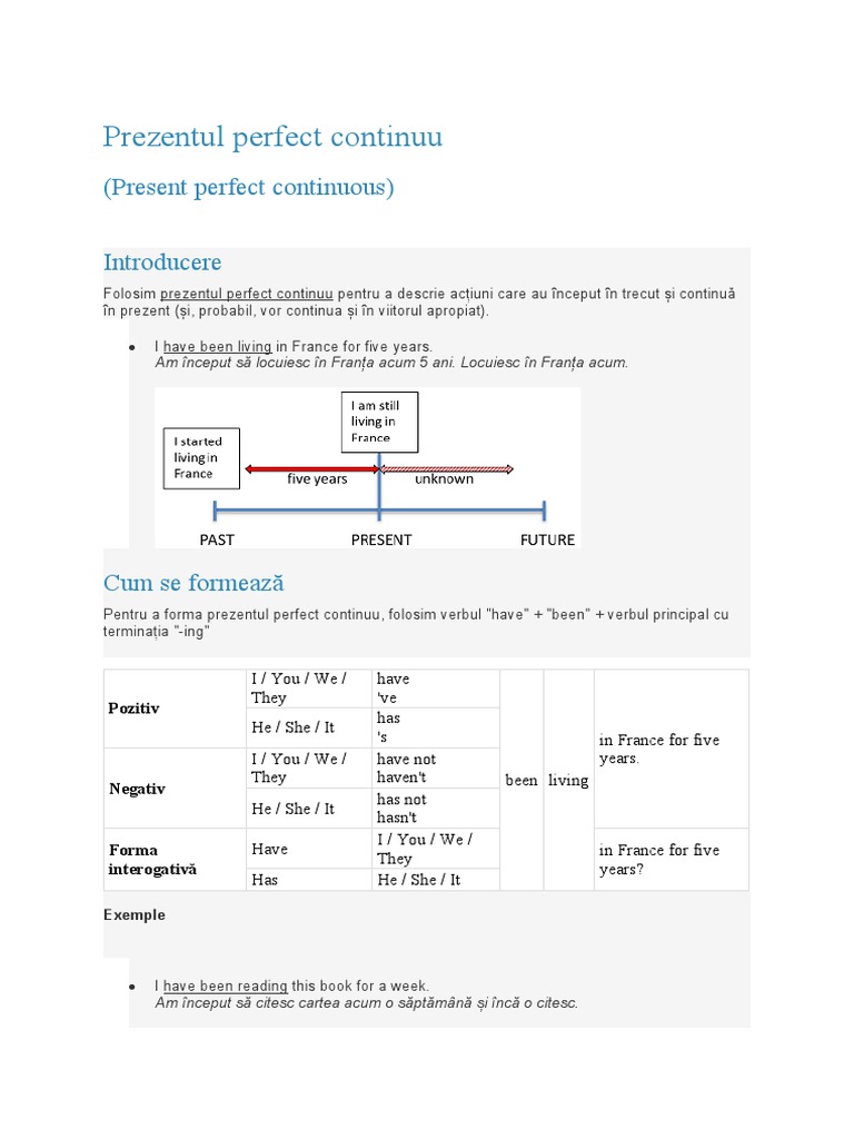 Prezentul Perfect Continuu: (Present Perfect Continuous) Introducere | PDF