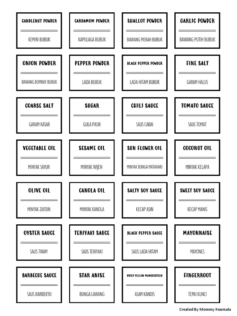 Label Bumbu Dapur 3 | PDF