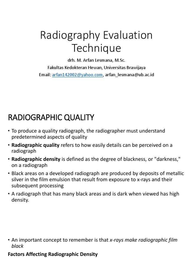 Radiographic Evaluation Techniques Explained | PDF | Radiography | X Ray