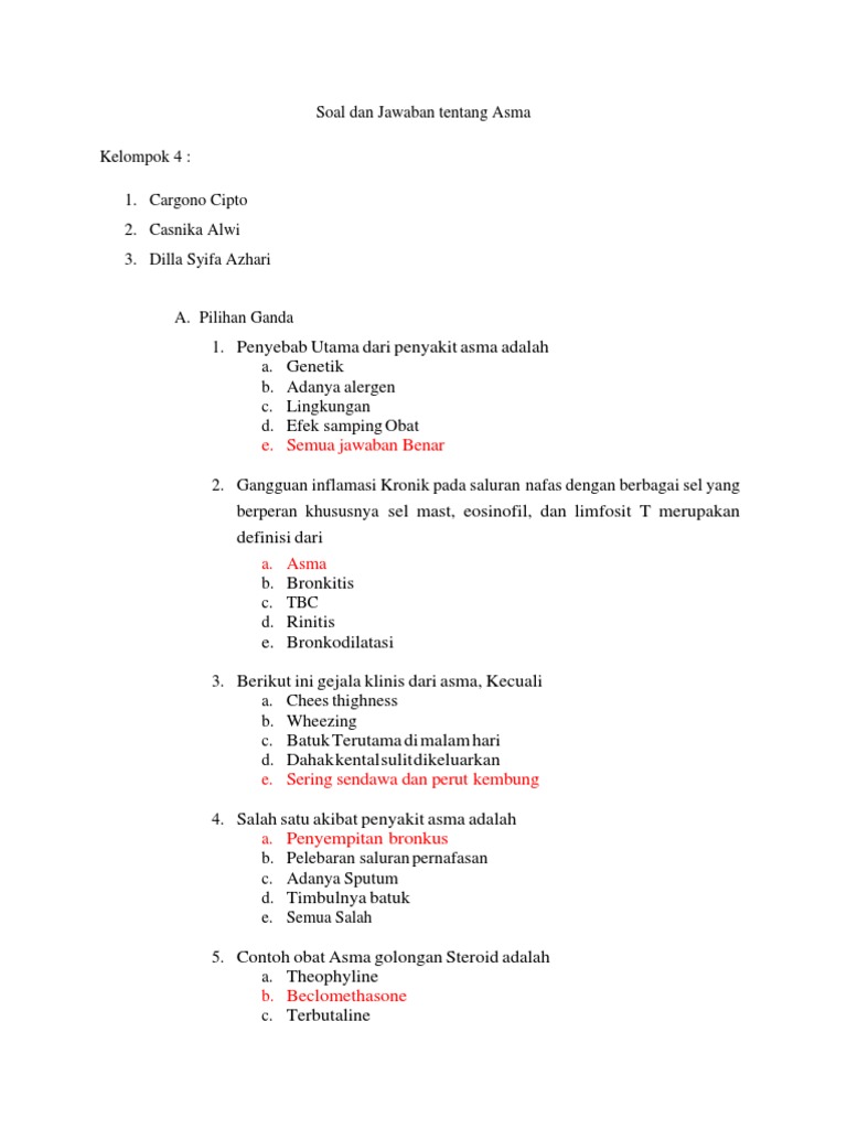 Soal Dan Jawaban Tentang Asma Fix | PDF