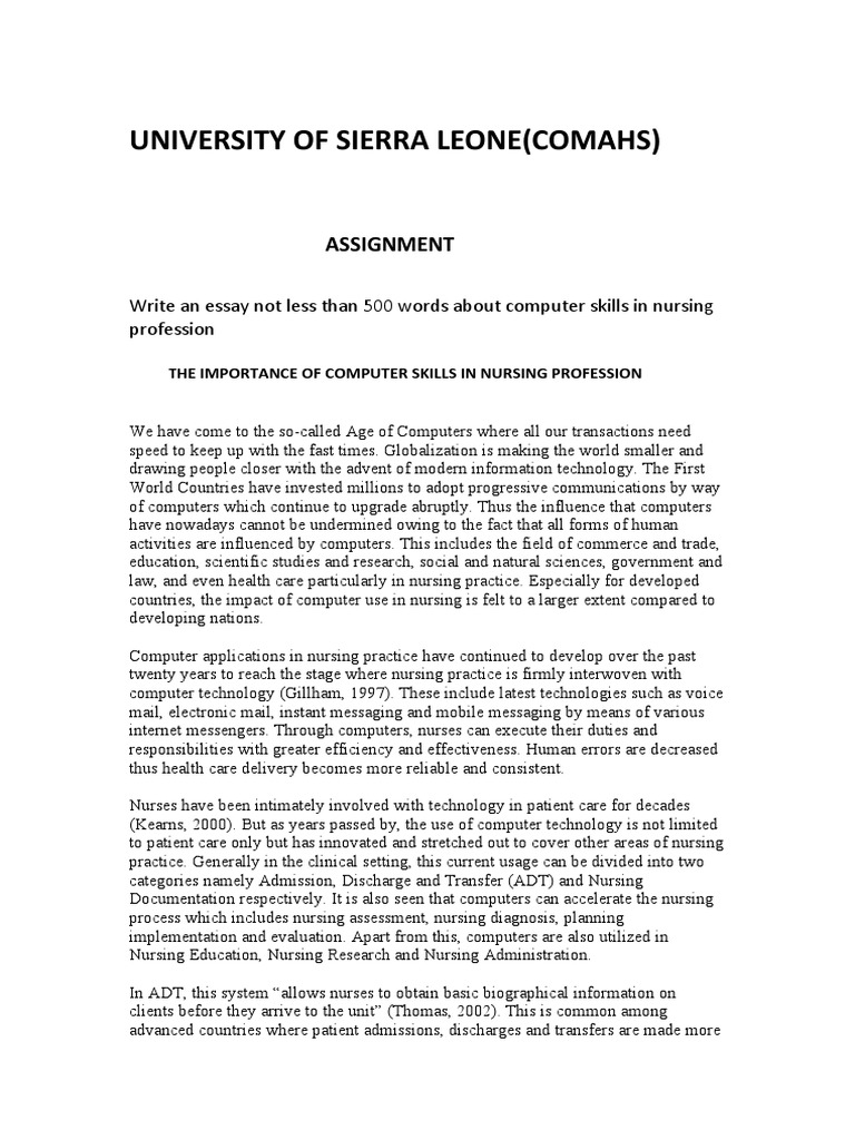 University of Sierra Leone (Comahs) : Assignment | PDF | Nursing ...