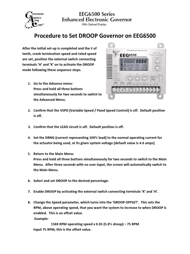 EEG6500 Procedure To Set DROOP - Rev B | PDF | Technology & Engineering