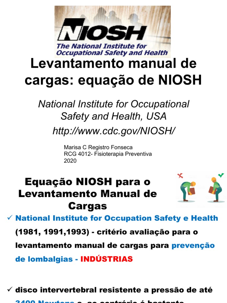 2020 NIOSH Levantamento Manual de Cargas | PDF | Fatores humanos e Ergonomia