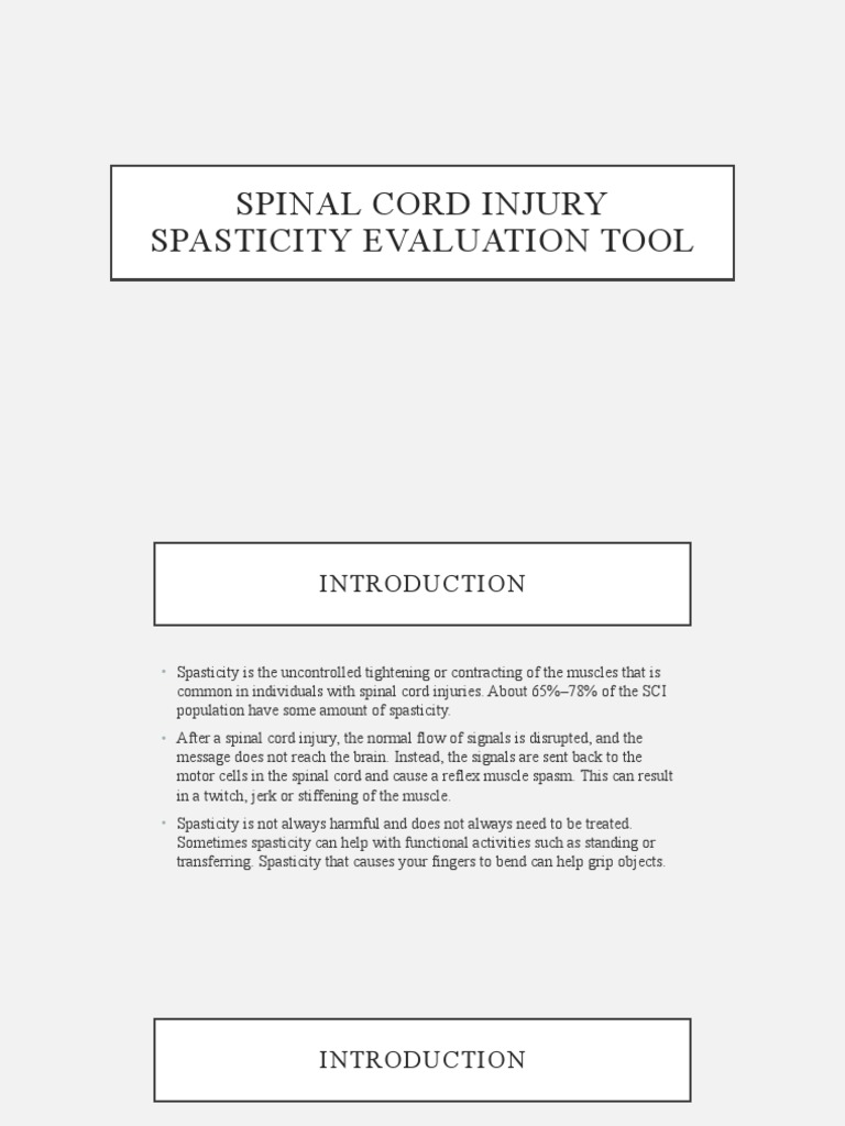 Spinal Cord Injury Spasticity Evaluation Tool | PDF | Self-Improvement ...