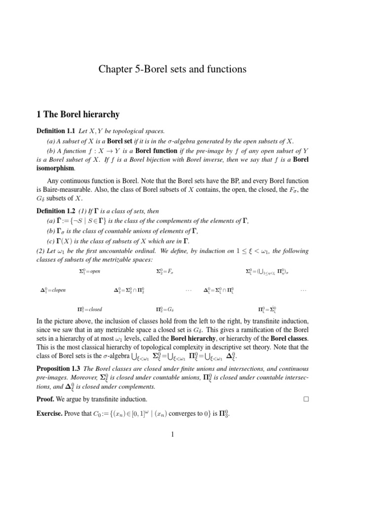 Chapter 5-Borel Sets and Functions | PDF | Continuous Function | Mathematical Concepts