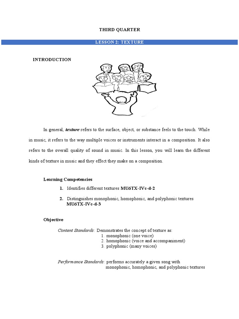 Third Quarter: Lesson 2: Texture | PDF | Musical Compositions ...