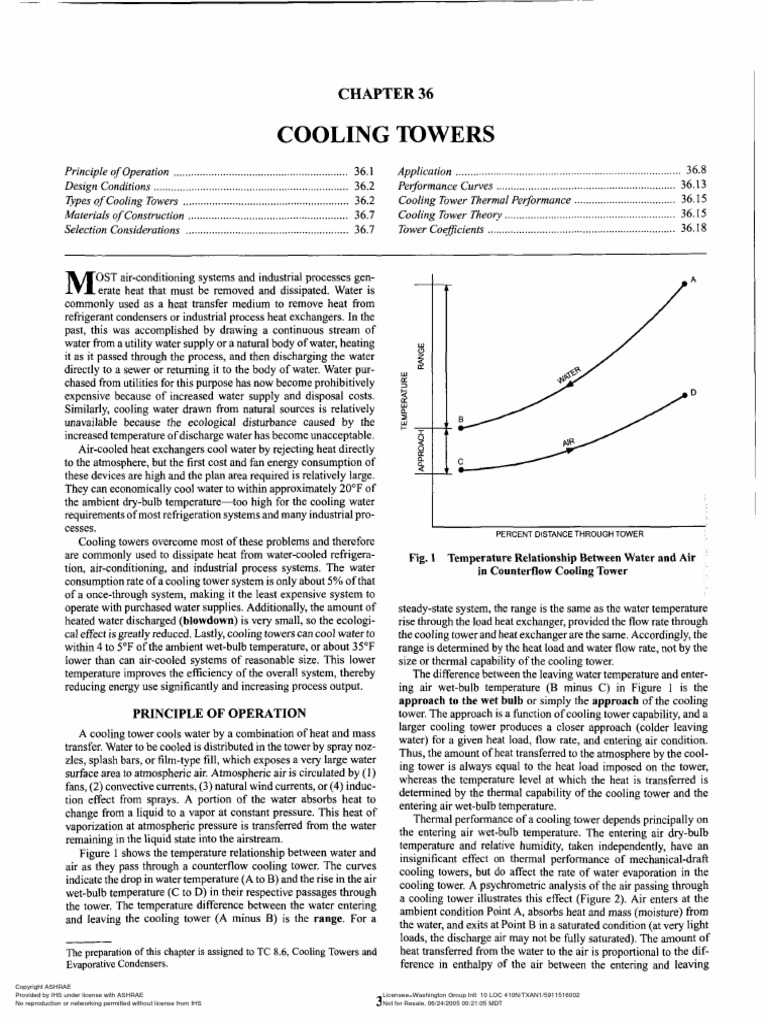 Cooling Towers: Fig. Temperature Relationship Between Water and Air in ...