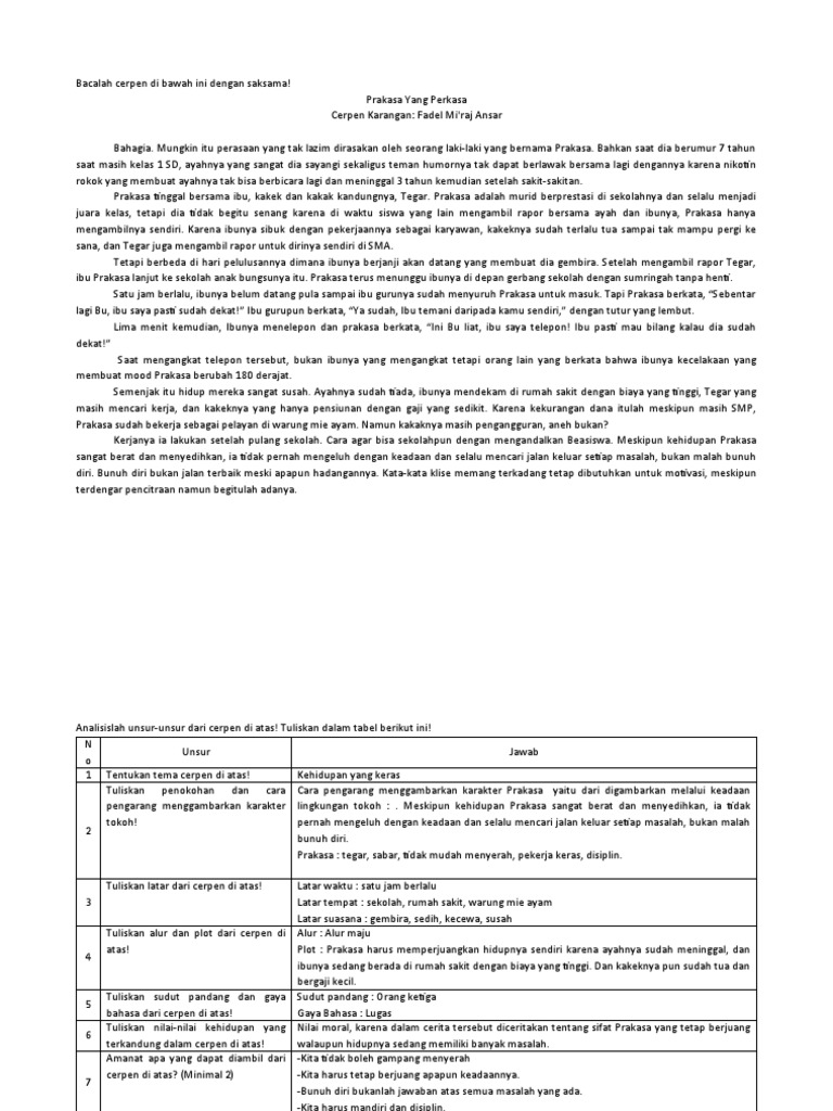 UH Cerpen Adrien XI IPS 3 | PDF | Fiksi Umum