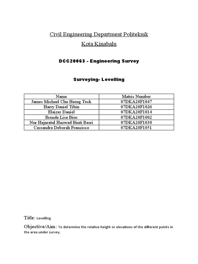 Survey Lab Report | PDF | Surveying | Metrology