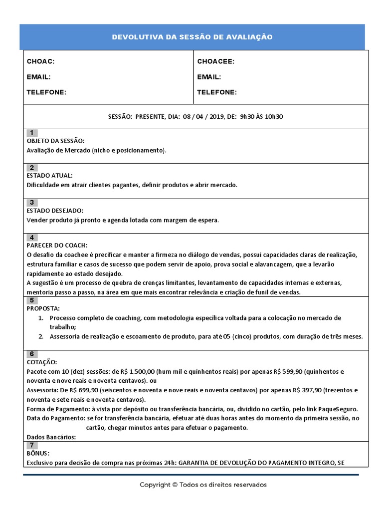 Devolutiva Sessão de Avaliação | PDF