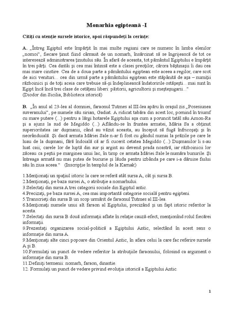 Monarhia Egipteana | PDF