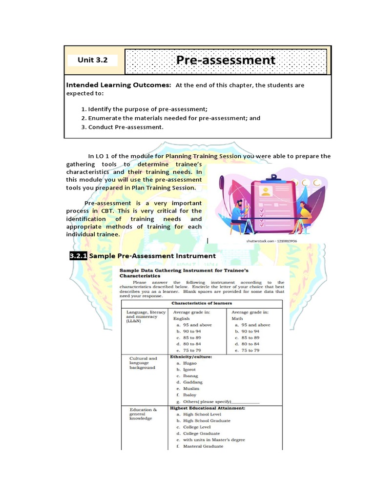 Pre-Assessment: Unit 3.2 | PDF | Multiple Choice | Learning