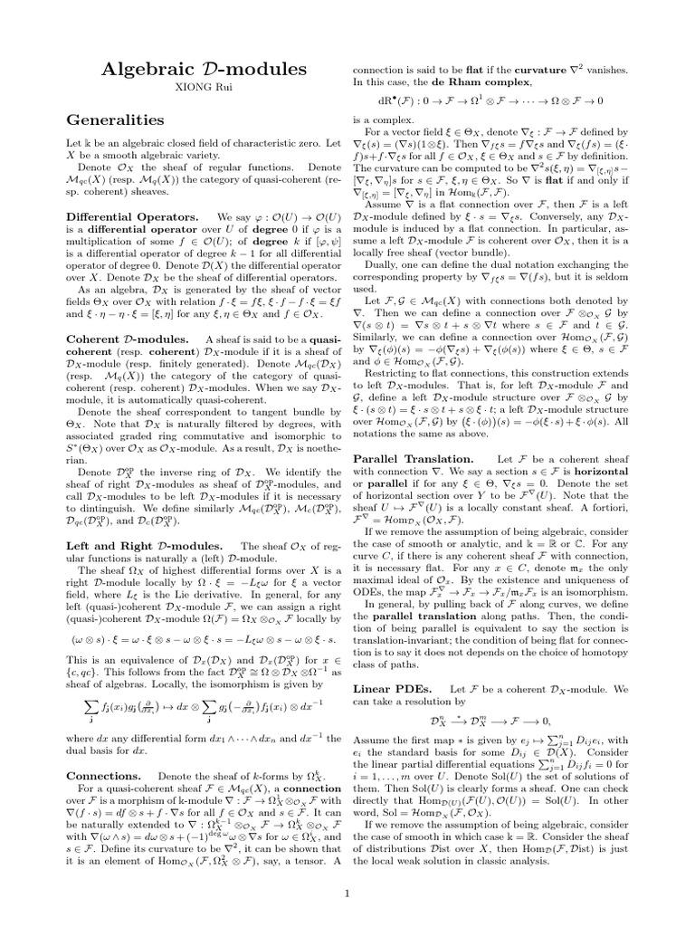 Algebraic: D-Modules | PDF | Algebraic Geometry | Functions And Mappings