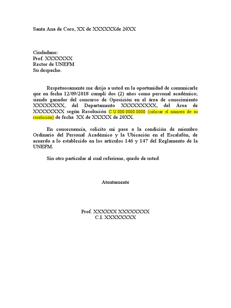 Anexo E. Carta Al Rector | PDF