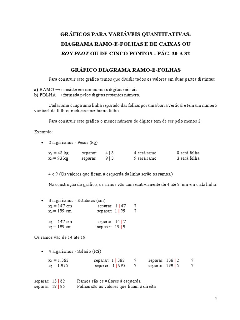 Diagrama Ramo e Folhas e Box Plot | PDF | Estatística Robusta ...