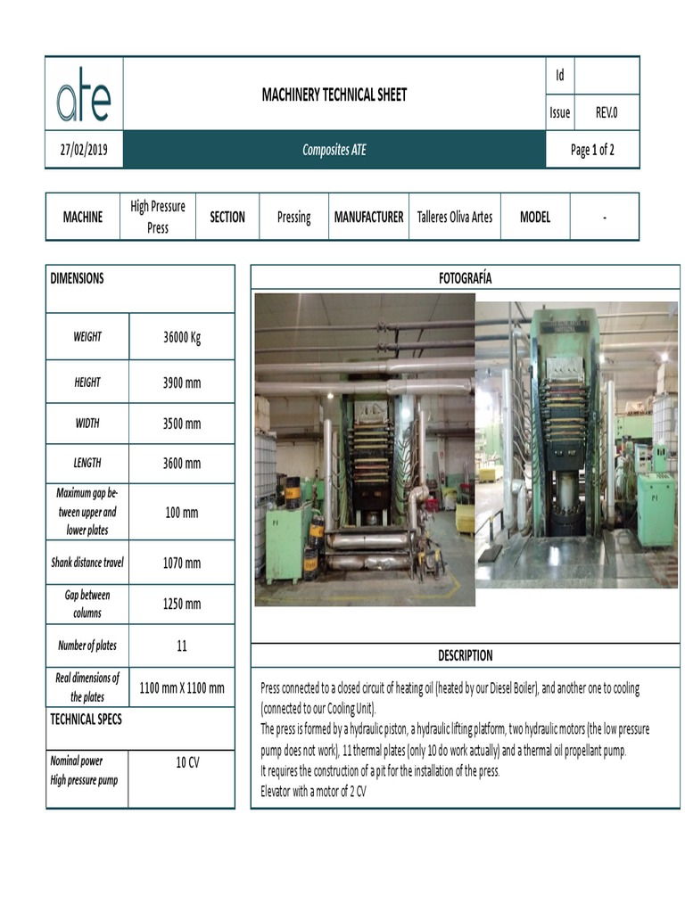 Technical Sheet Press | PDF | Engines | Pump