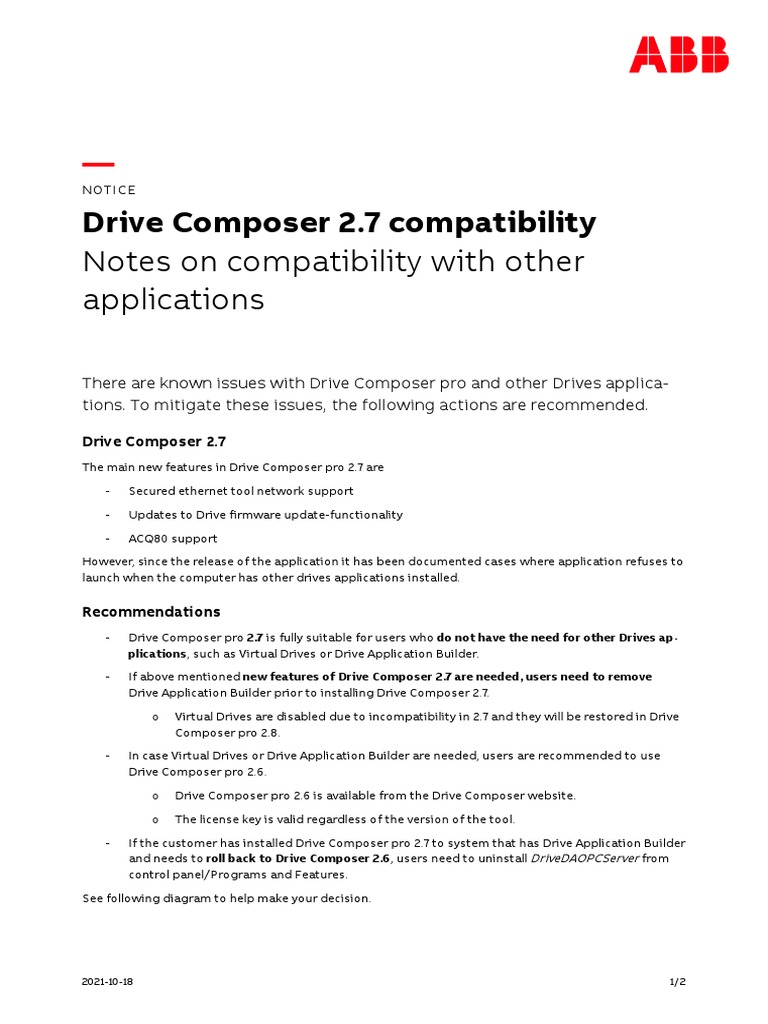Notice On Drive Composer 2 7 Compatibility | PDF