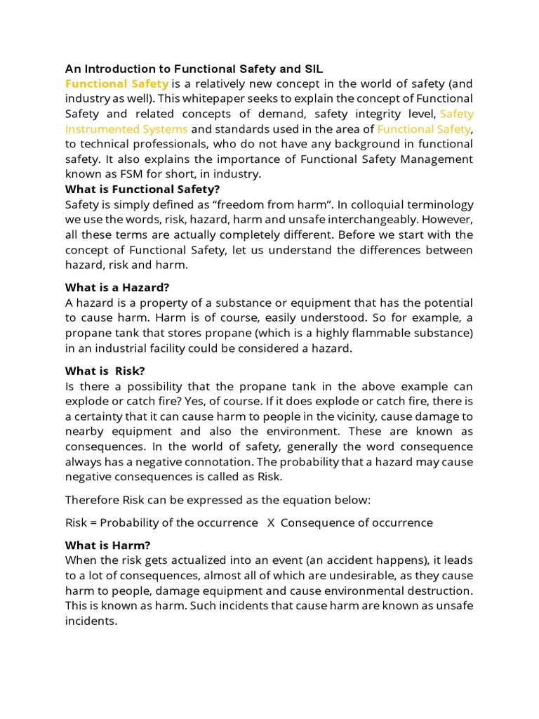 Introduction To Functional Safety and SIL | PDF | Safety | Systems ...