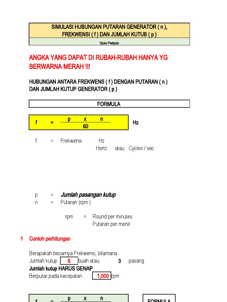 Hubungan Frekuensi dan Putaran Generator | PDF