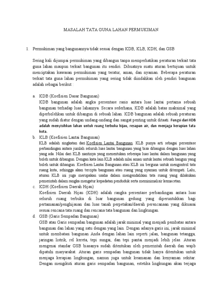 Masalah KDB KLB KDH Dan GSB | PDF