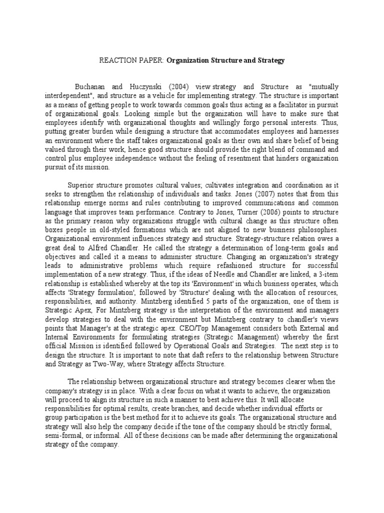 Sba-Reaction Paper (Week 7) | PDF | Goal | Strategic Management