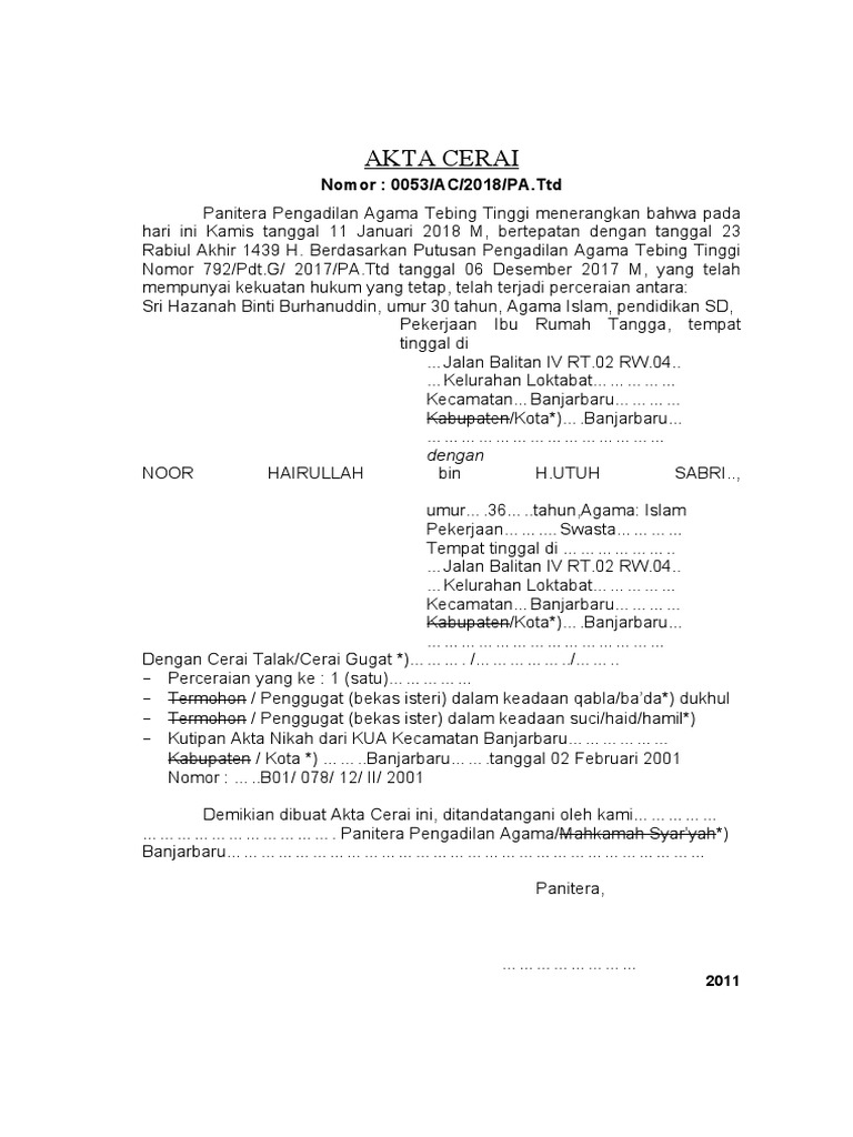 Akta Cerai | PDF